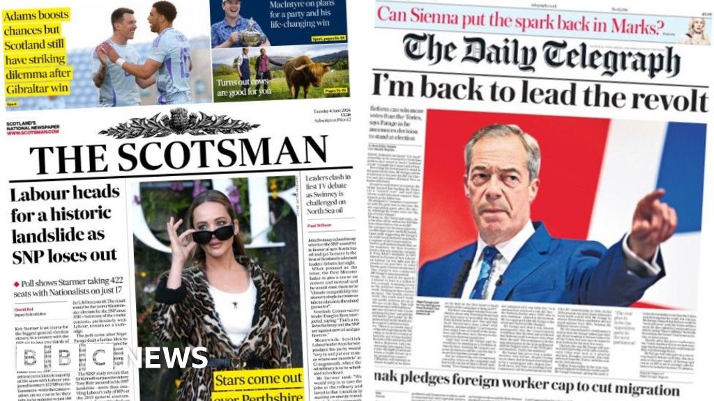 Scotland's papers: Labour landslide prediction and Farage returns