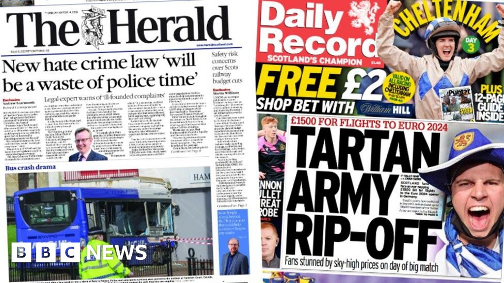 Scotland's papers: Hate crime fears and anger at Euro 2024 costs - BBC News