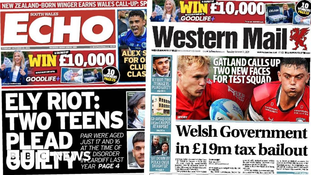 Wales' papers: Riot teens plead guilty and WG in £19m tax bailout