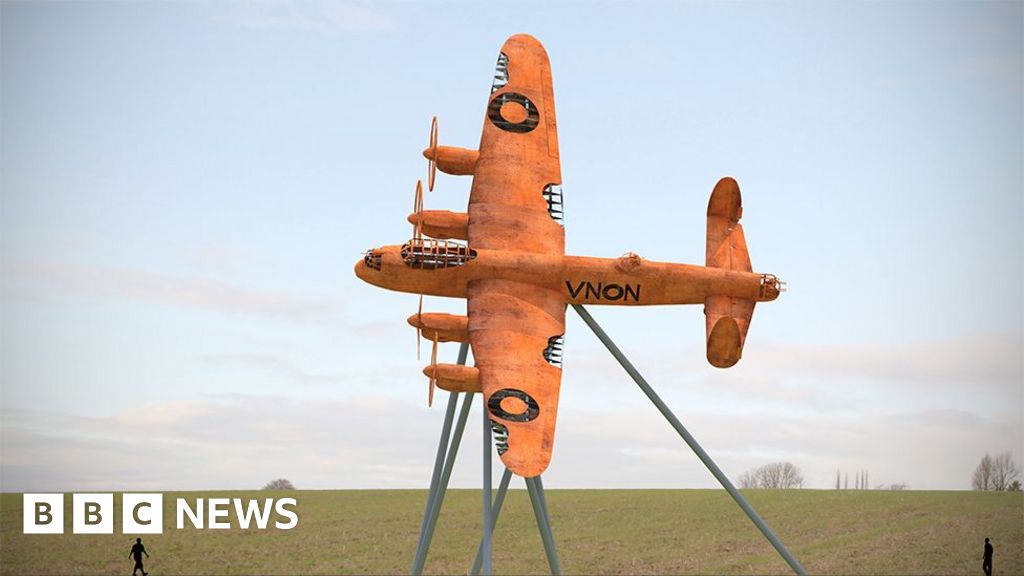 Lancaster bomber sculpture in Lincolnshire approaches milestone - BBC News