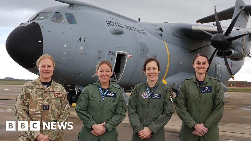 RAF Brize Norton crew leads largest ever all-female flypast - BBC News