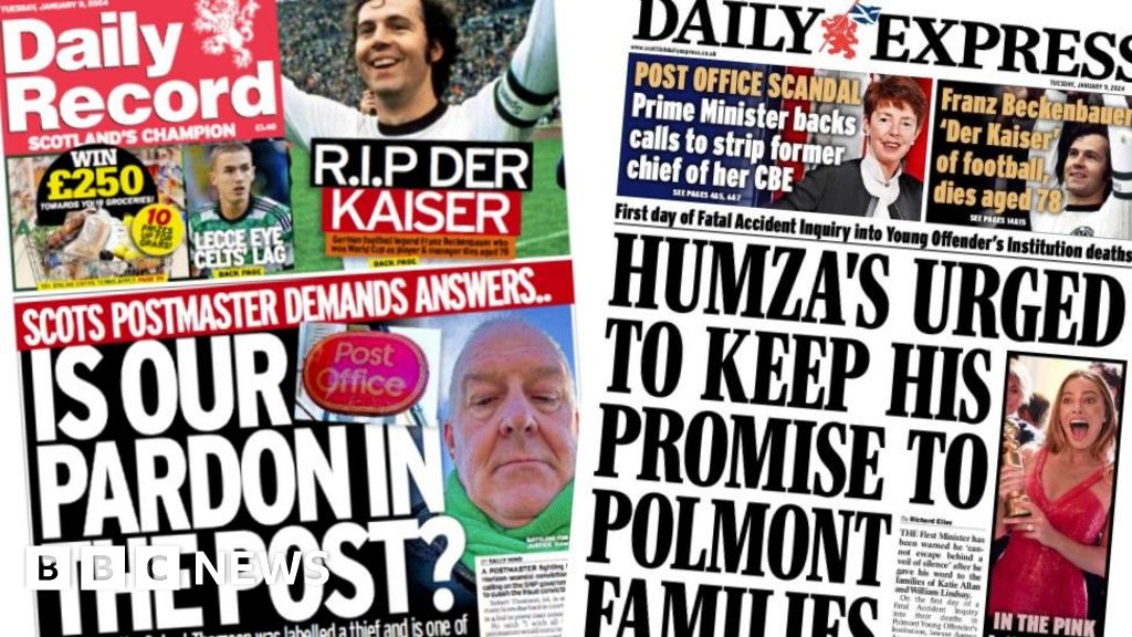 Scotland's papers: Pardon plan for postmasters and prison deaths inquiry