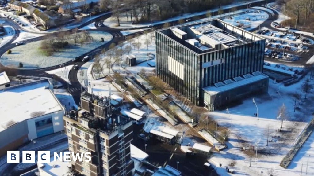 Aerial pictures show dusting of snow in Corby and Rockingham