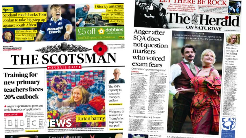 Scotland's papers: Teacher training cut and exam anger