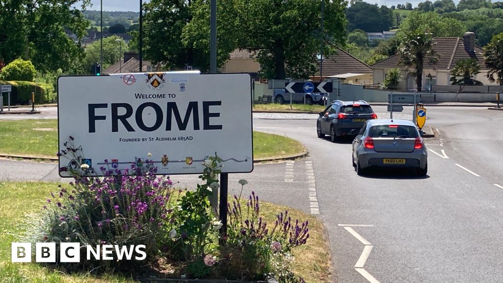 A Welcome to Frome road sign has been moved to Midsomer Norton