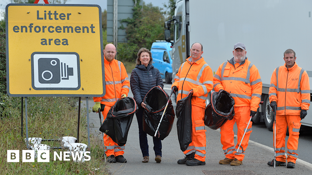 Campaign seeks to reduce littering on A5 in Leicestershire - BBC News