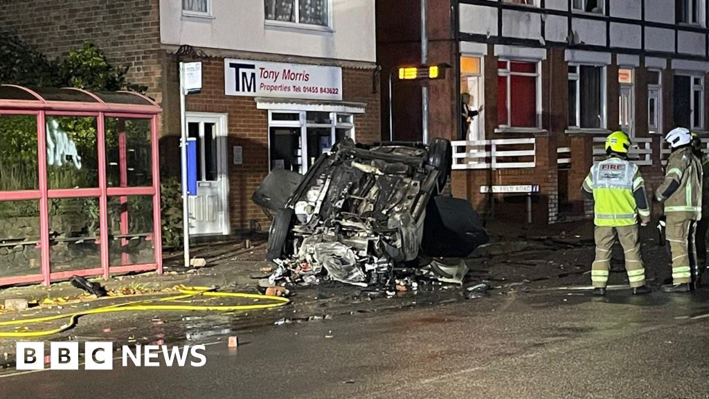 Man arrested as car catches fire after Leicestershire crash