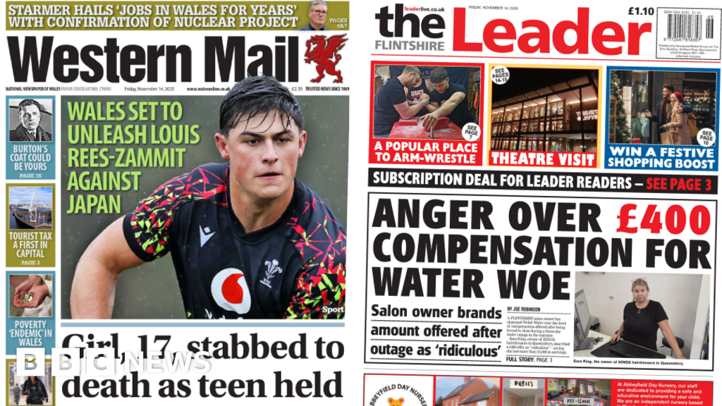 Wales' papers: Girl stabbed to death and water woe compensation anger