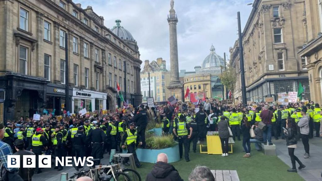 Protest and counter protest held Newcastle city centre