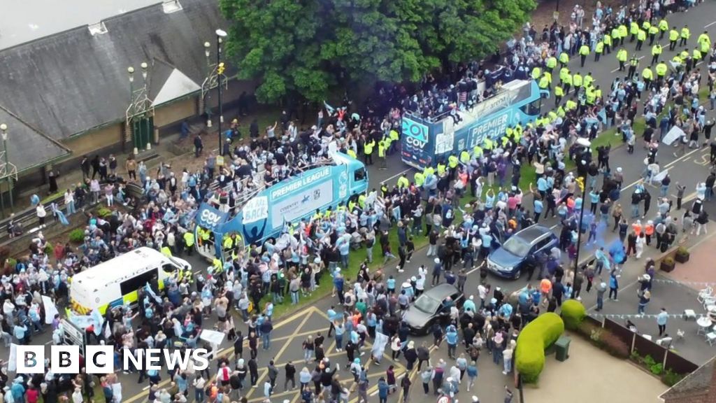 Coventry City fans party as Sky Blues enjoy promotion bus parade