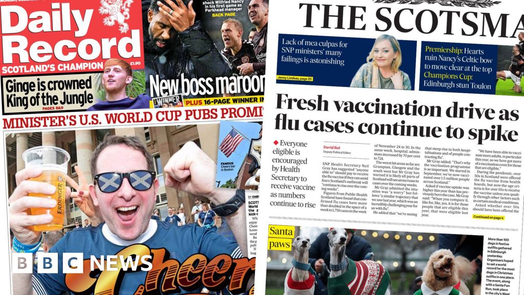 Scotland's papers: Flu vaccine drive and World Cup pub pledge