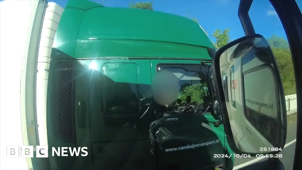 M5 lorry driver caught eating with a spoon at the wheel