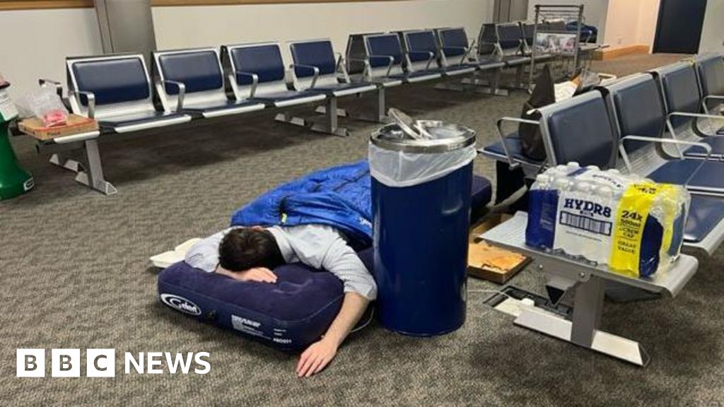 Cancelled flight sees people sleep in Guernsey Airport terminal