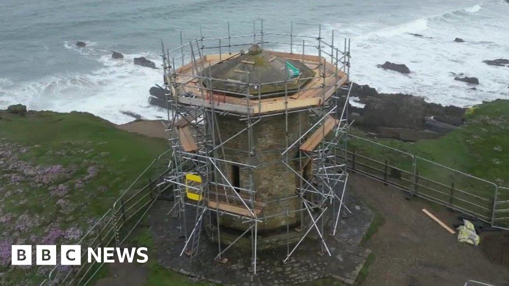Bude Pepperpot storm tower relocation 'finishing by October' - BBC News