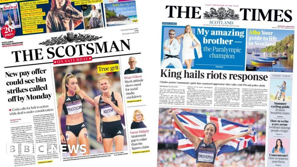 Scotland's papers: King praises riots response and bin strike offer