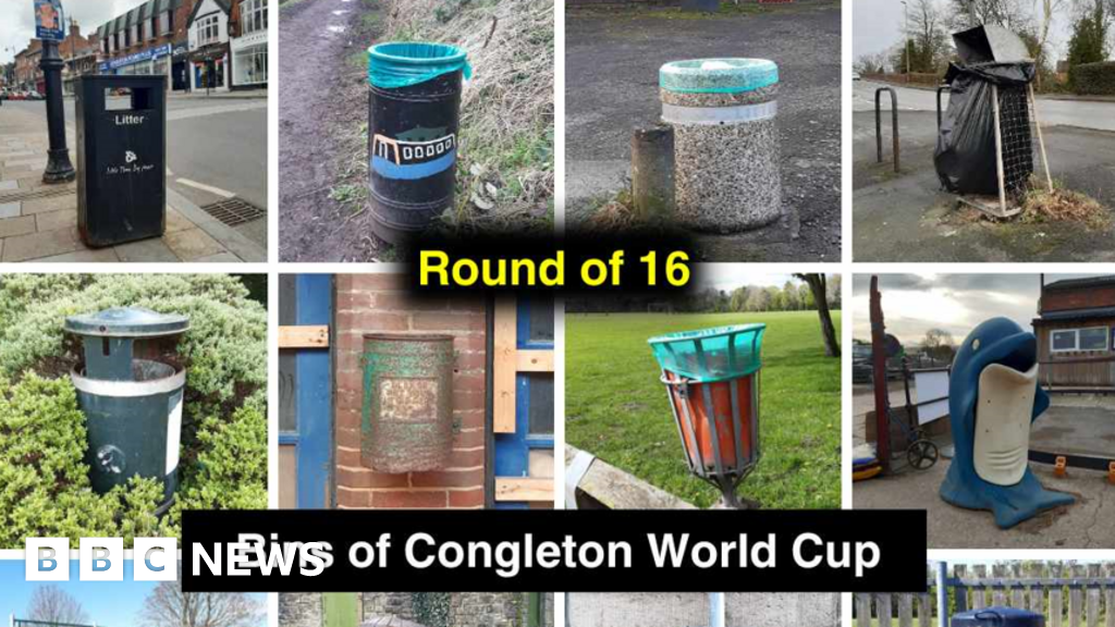 Congleton bin fan stages 'world cup' of his town's bins - BBC News