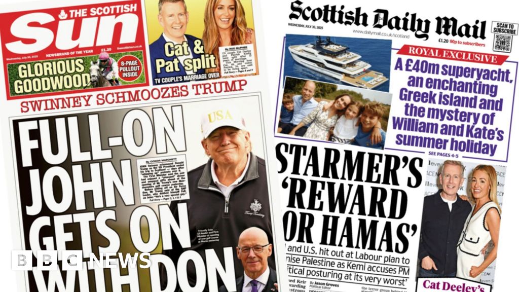 Scotland's papers: FM 'schmoozes' Trump and 'reward' for Hamas - BBC News