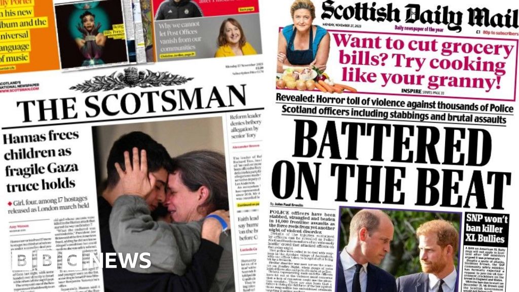 Scotland's papers: Hamas frees children and 'battered on the beat'