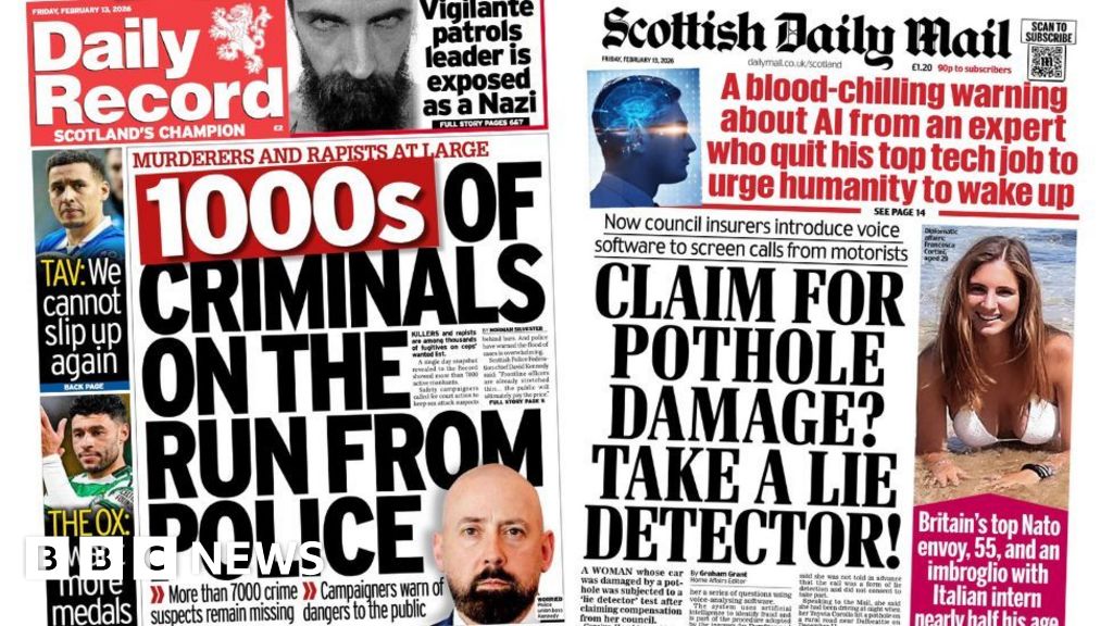 Scotland's papers: Thousands on police wanted list and pothole 'lie ...