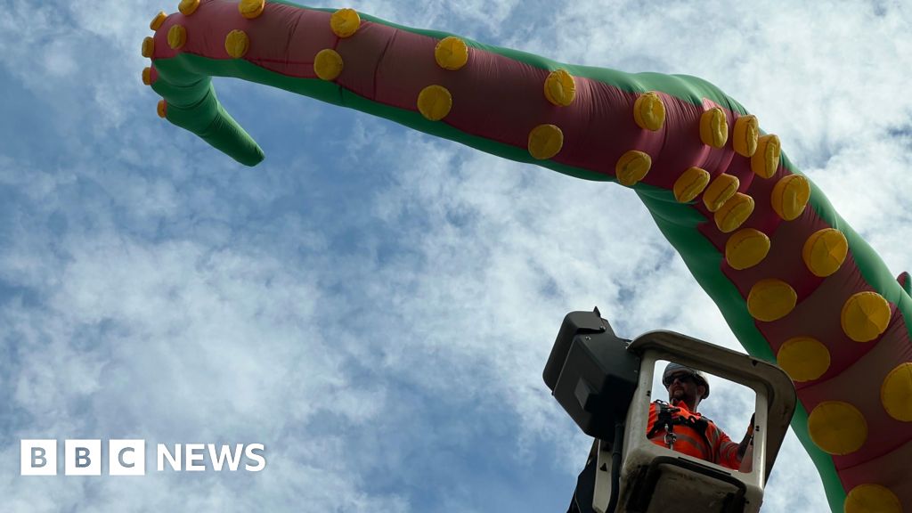 Inflatable sea monster takes over Peterborough Cathedral for event