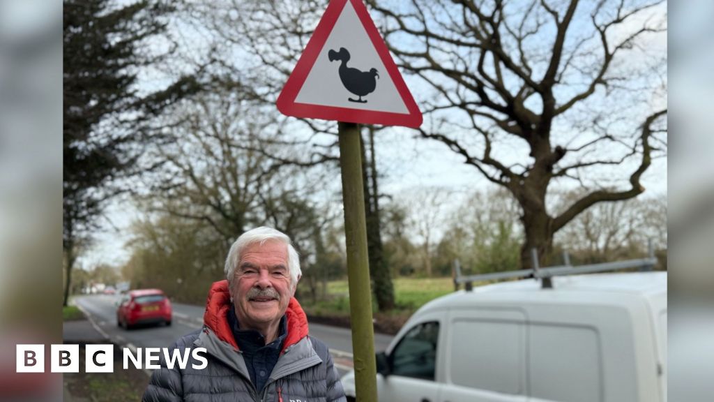Daws Heath duck warning sign mocked with dodo prank - BBC News