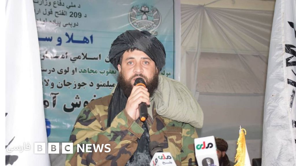 محمد یعقوب، وزیر دفاع طالبان در سخنرانی در فاریاب از بازداشت مخدوم عالم