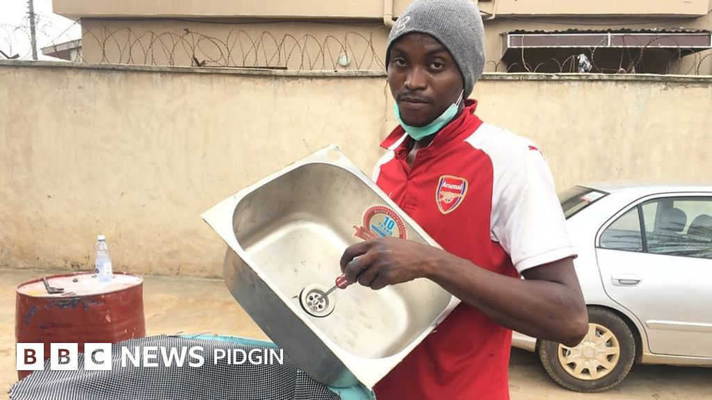 Coronavirus: Di Nigeria man wey dey turn 'drums' to Covid-19 wash-hand ...
