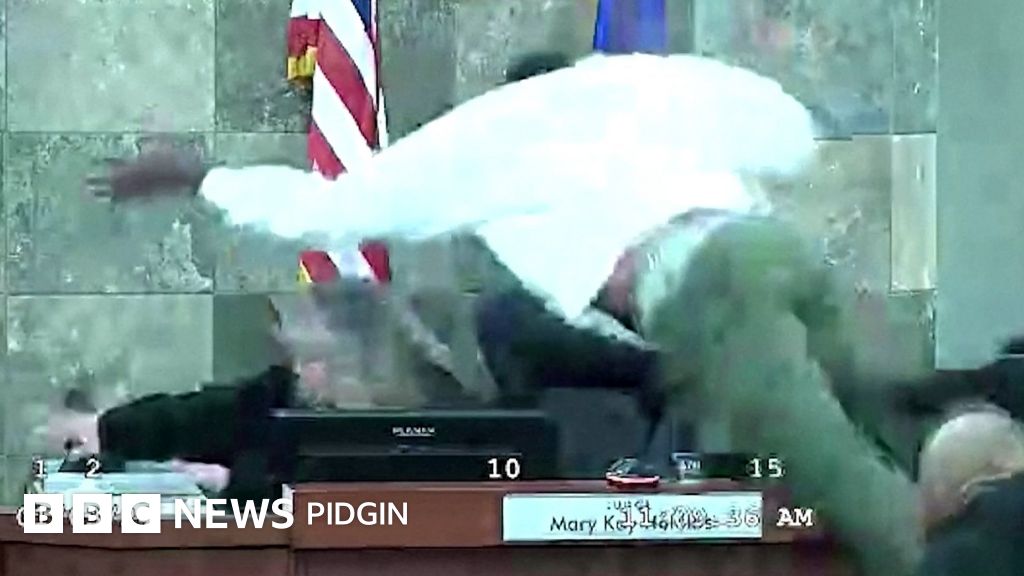 Mary Kay Holthus: Video show moment suspect jump on judge to attack am afta she deny am ...