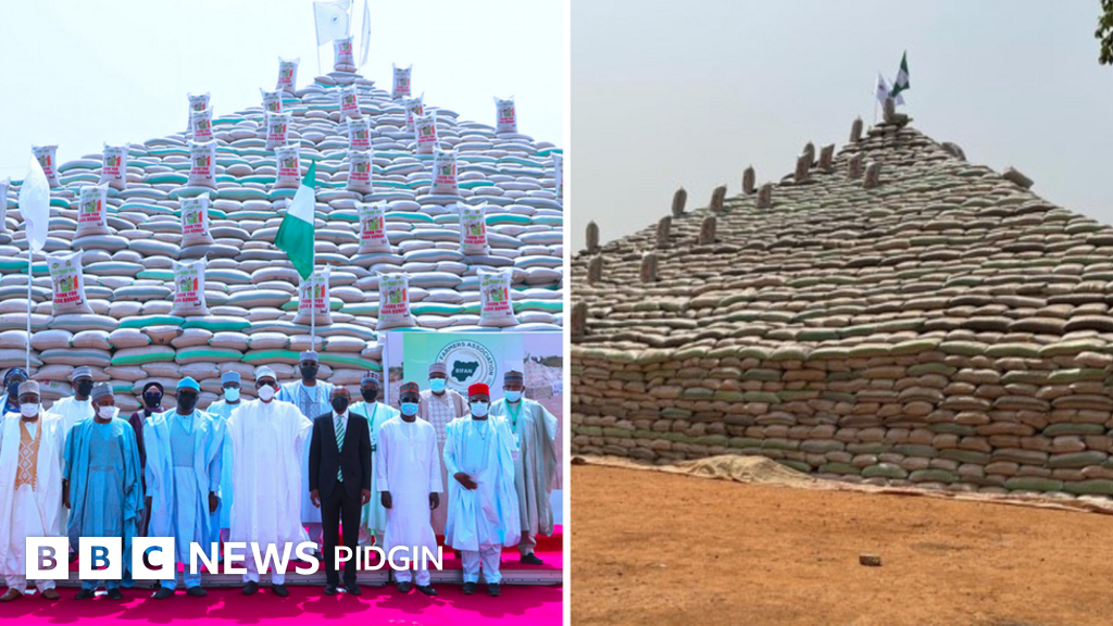 Abuja rice pyramid: Dem use wood pad rice pyramid wey Buhari unveil ...