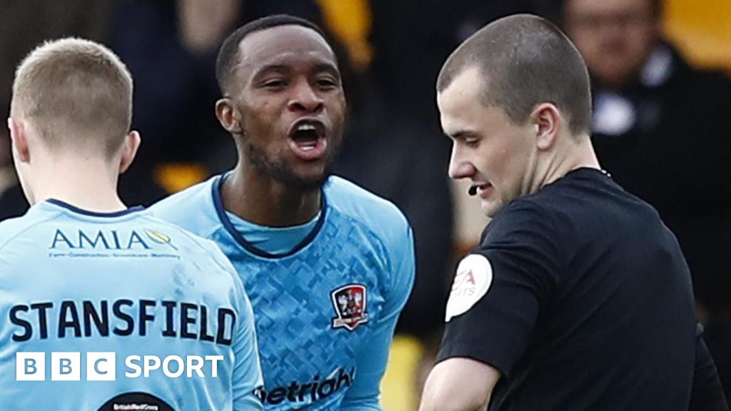 Exeter City boss Gary Caldwell unhappy with Rekeem Harper red card ...