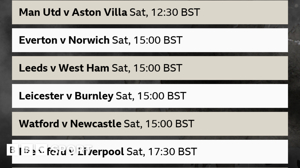 This weekend's Premier League fixtures - BBC Sport