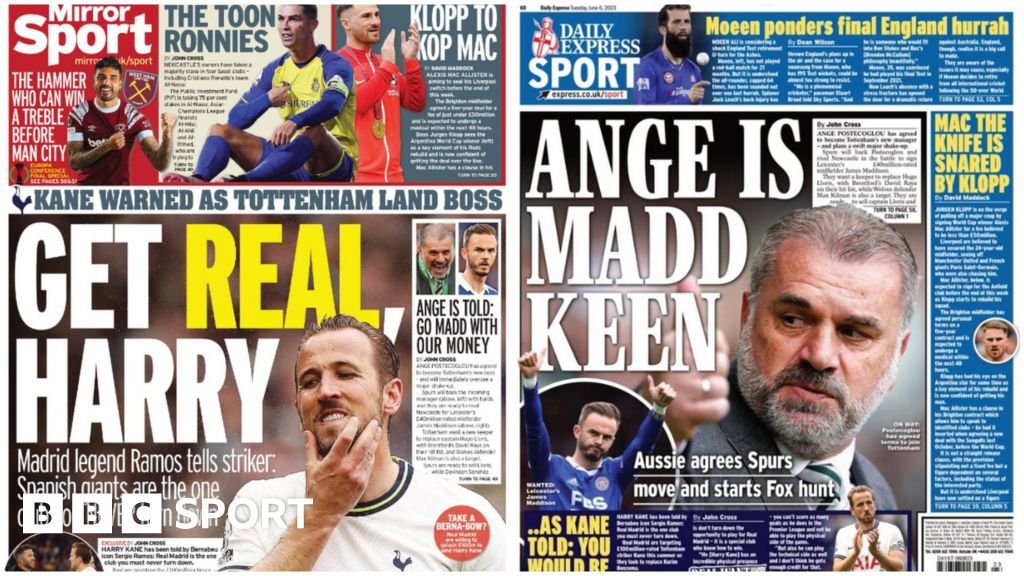 Tottenham: Kane to Real Madrid and Maddison to Spurs - back pages - BBC ...