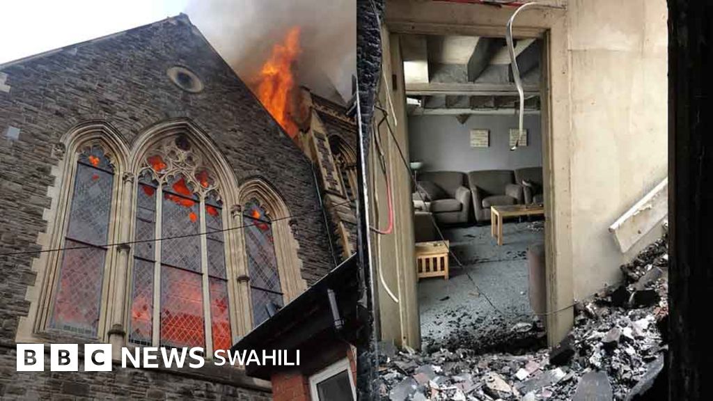 Chumba cha ibada cha kanisa la Newport chanusurika moto mkali - BBC ...