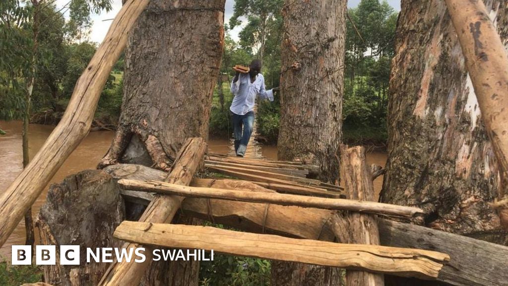 Mufunje: Daraja hatari linaloviunganisha vijiji viwili Kenya - BBC News ...