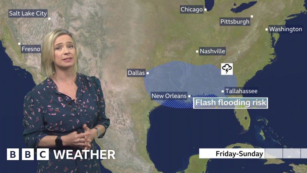 Powerful storm system leaves four dead in Texas - BBC Weather