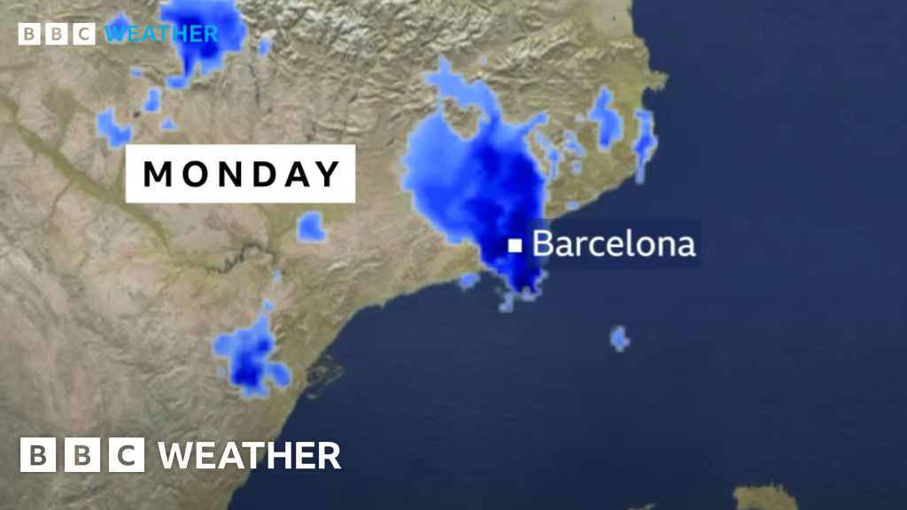 Spain floods hit Barcelona as month's rain falls in an hour - BBC Weather