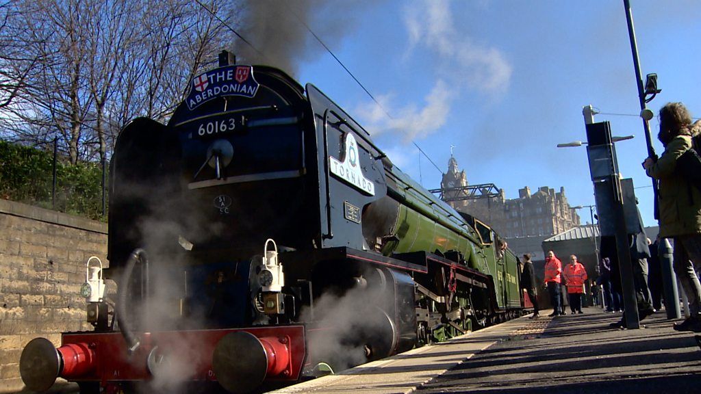 'Fascinating' steam train Tornado visits Welsh coast - BBC News