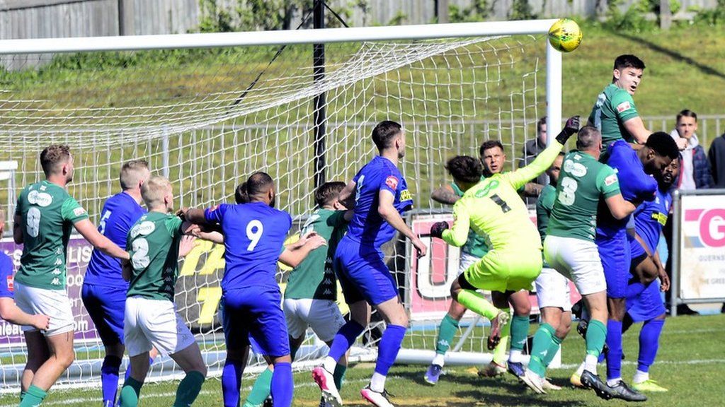 Lucas Hanley: Guernsey FC goalkeeper fine after head injury scare - BBC ...