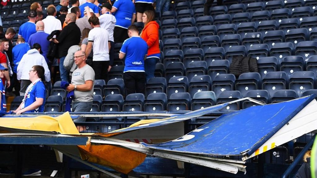 Damage at Rugby Park after stoppage-time winner - BBC Sport