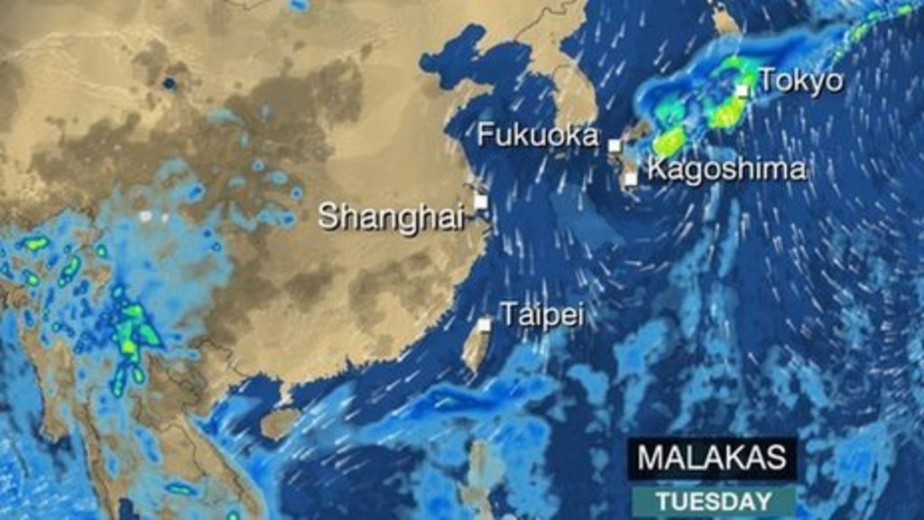 Typhoon Malakas heads for Japan - BBC Weather