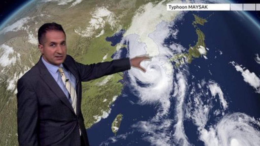 Typhoon Maysak bears down on South Korea - BBC Weather