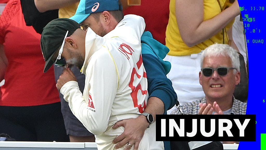 The Ashes: Nathan Lyon limps off with apparent calf injury - BBC Sport