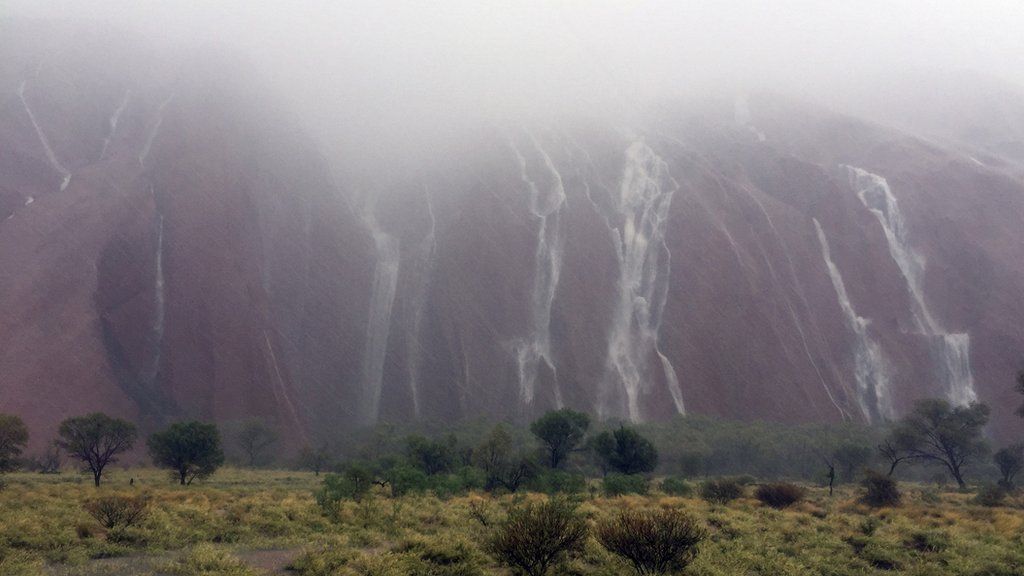 Australian national park turned into waterfalls after heavy rain - BBC ...