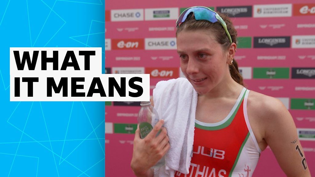 Welsh triathlete Olivia Mathias gives an emotional post-race interview ...