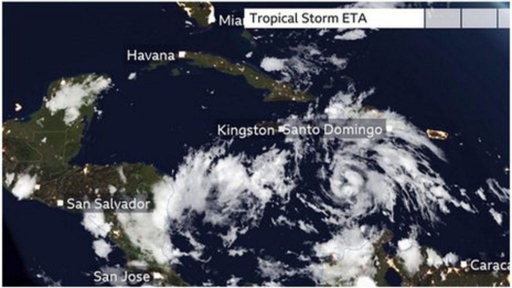 Tropical Storm Eta moves towards Central America - BBC Weather
