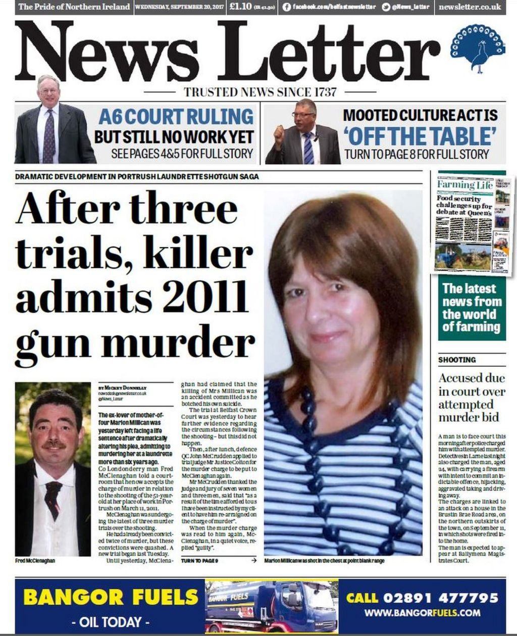 Newspaper headlines: Murder pleas and 'longest golf drive' - BBC News