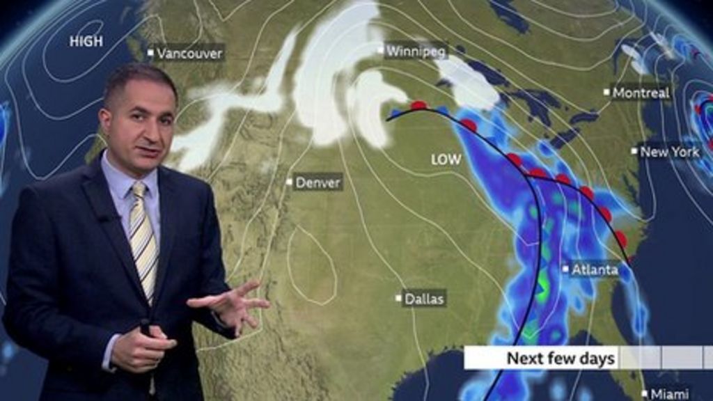 US winter storm brings heavy snow and tornadoes - BBC Weather