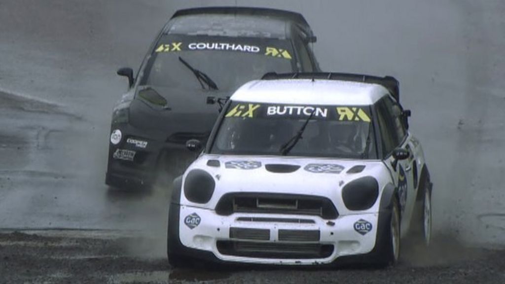 Jenson Button takes on David Coulthard at Rallycross - BBC Sport