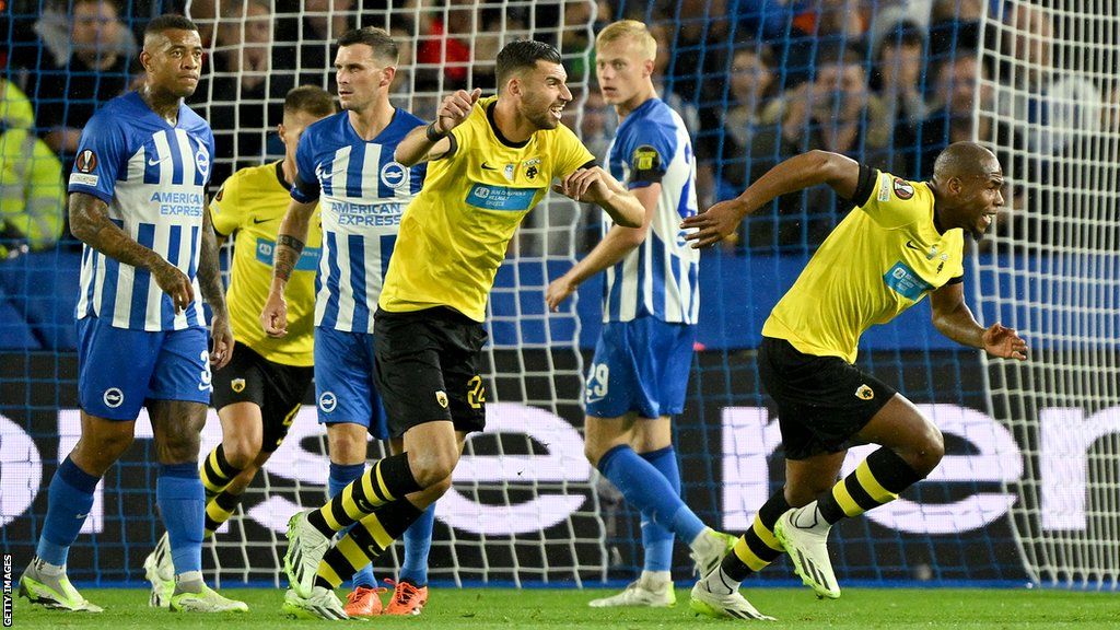Brighton & Hove Albion 2-3 AEK Athens: Seagulls stunned on Europa ...