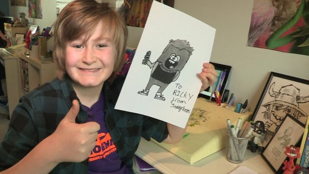 Phoenix comic's young artist Jonny Toons draws Ricky - BBC Newsround
